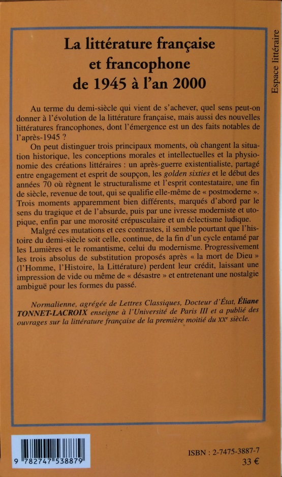 La littérature française et francophone de 1945 à l’an 2000 - De Dard ...
